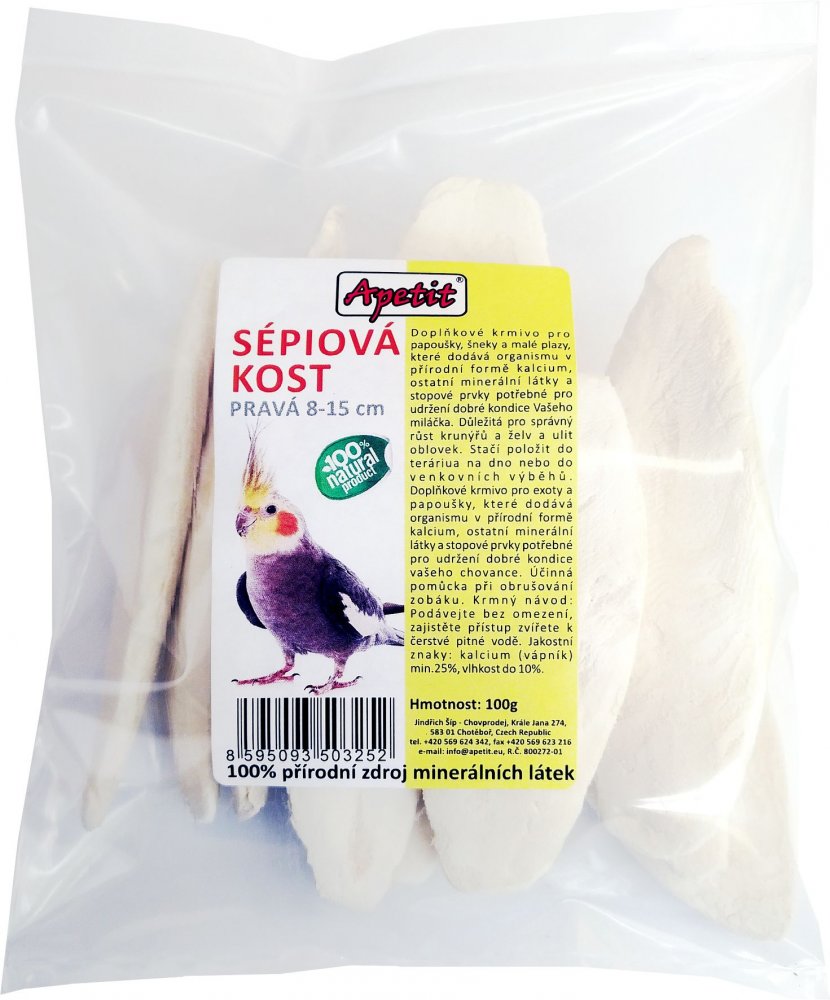 Apetit - Sépiová kost pravá 8-15cm - 100g :: Geckonia